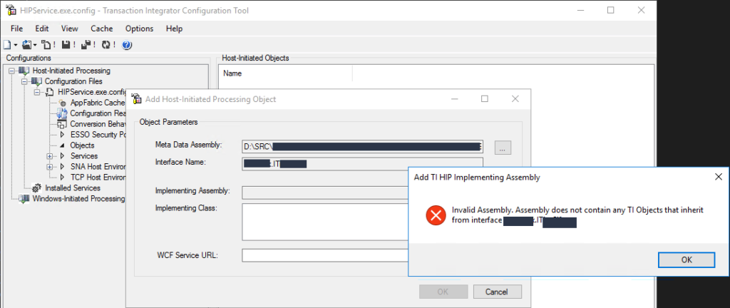 Host Integration Server 2016 Invalid Assembly Assembly Does Not Contain Any Ti Objects That
